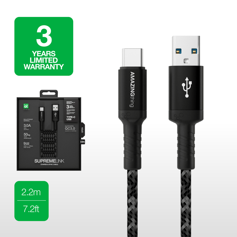 AMAZINGTHING at supremelink type c 3 1 bullet shield cable 2 2m black ...