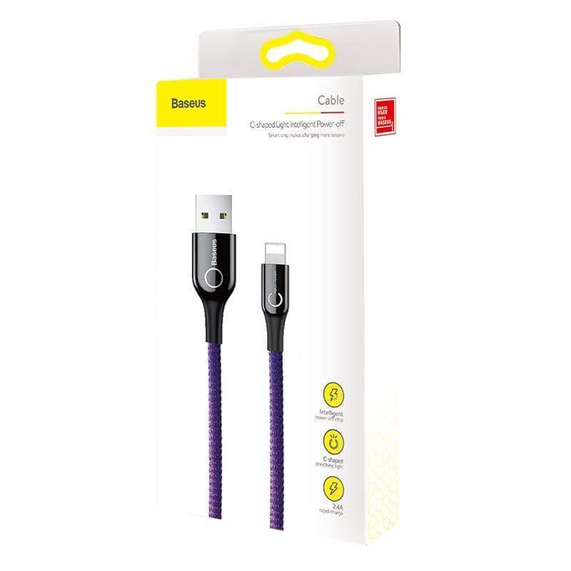 baseus c shaped light intelligent power off cable purple | Jomla.ae