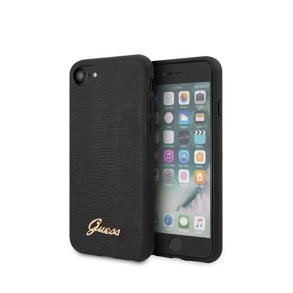 Order guess pu lizard print case with metal logo for iphone se 2 black ...