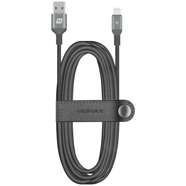 Order momax elite lightning cable triple braided 2m black Now! | Jomla.ae