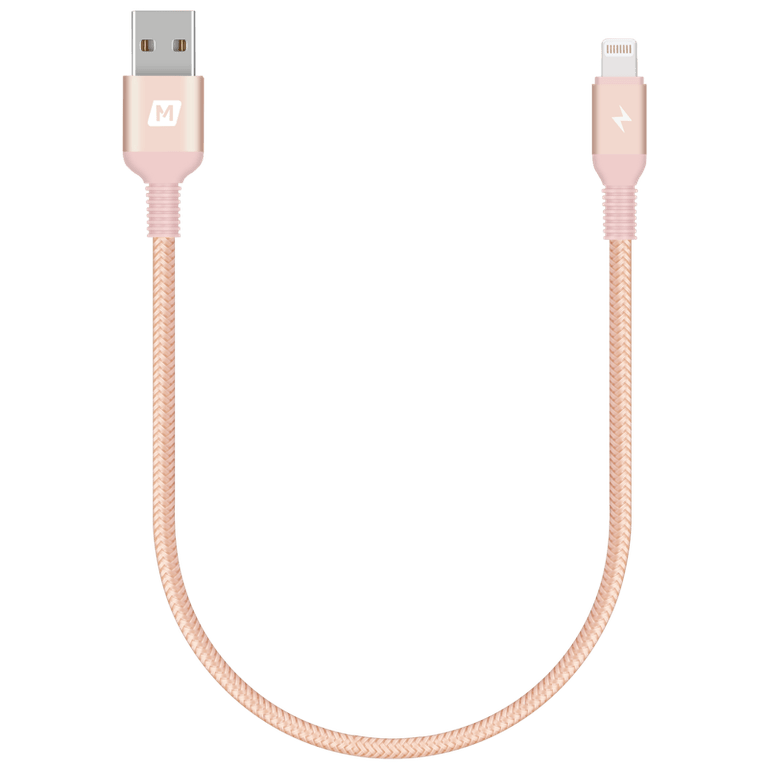 momax elite lightning cable triple braided 30cm gold | Jomla.ae