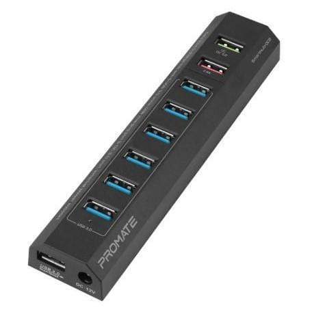 Promate Powered USB Hub, Superspeed 8-Port USB 3.0 Hub with 6 USB 3.0 ...