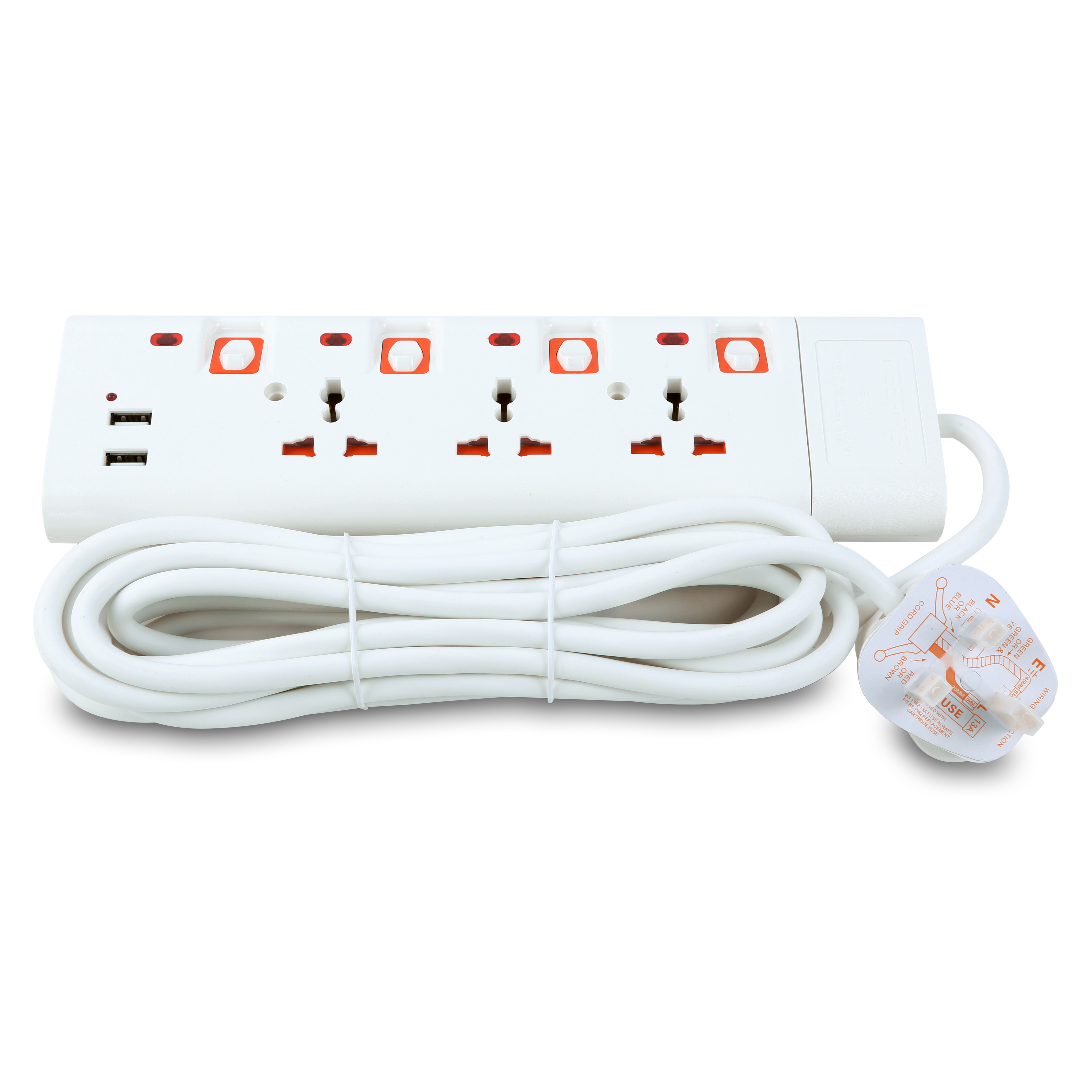 Order Geepas 3 Way Extension Socket with 2 USB Port - 4 Power Switches ...