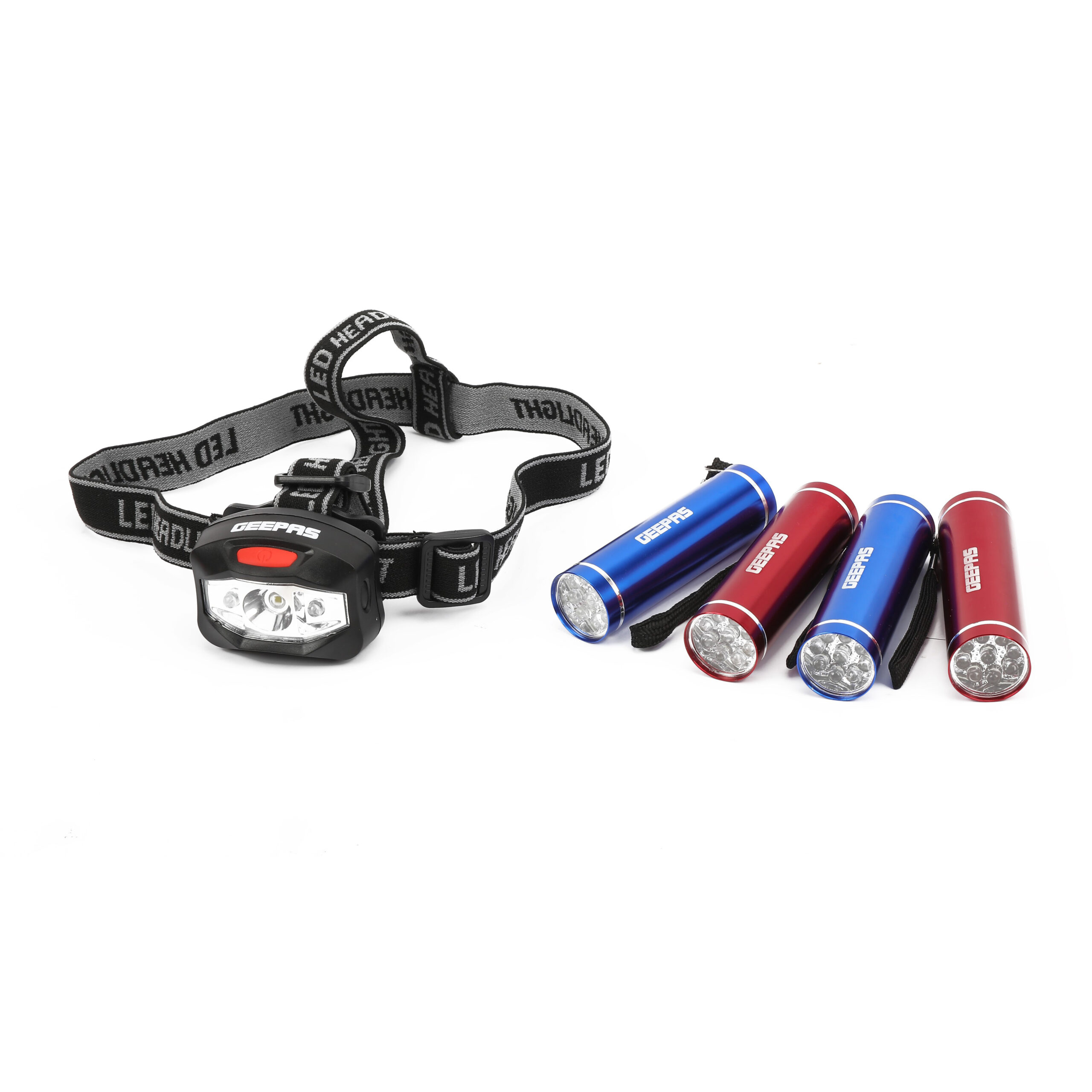 Geepas GFL51021UK 2-LED + 3W LED Headlight & 4pc 9-LED Aluminum ...