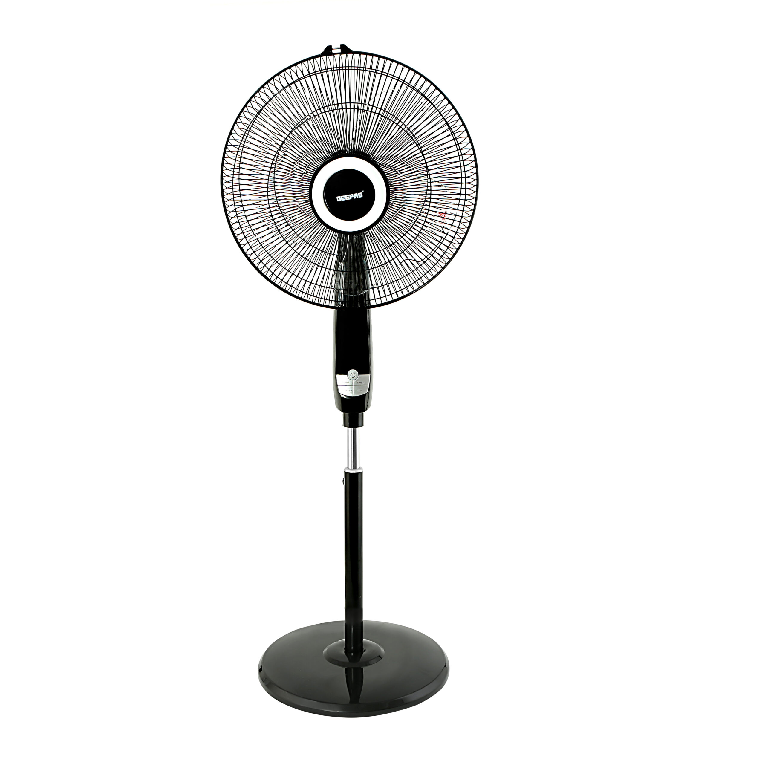 Geepas 16" Stand Fan with Remote Control - 3 Mode/Speed, 5 Leaf Blade ...