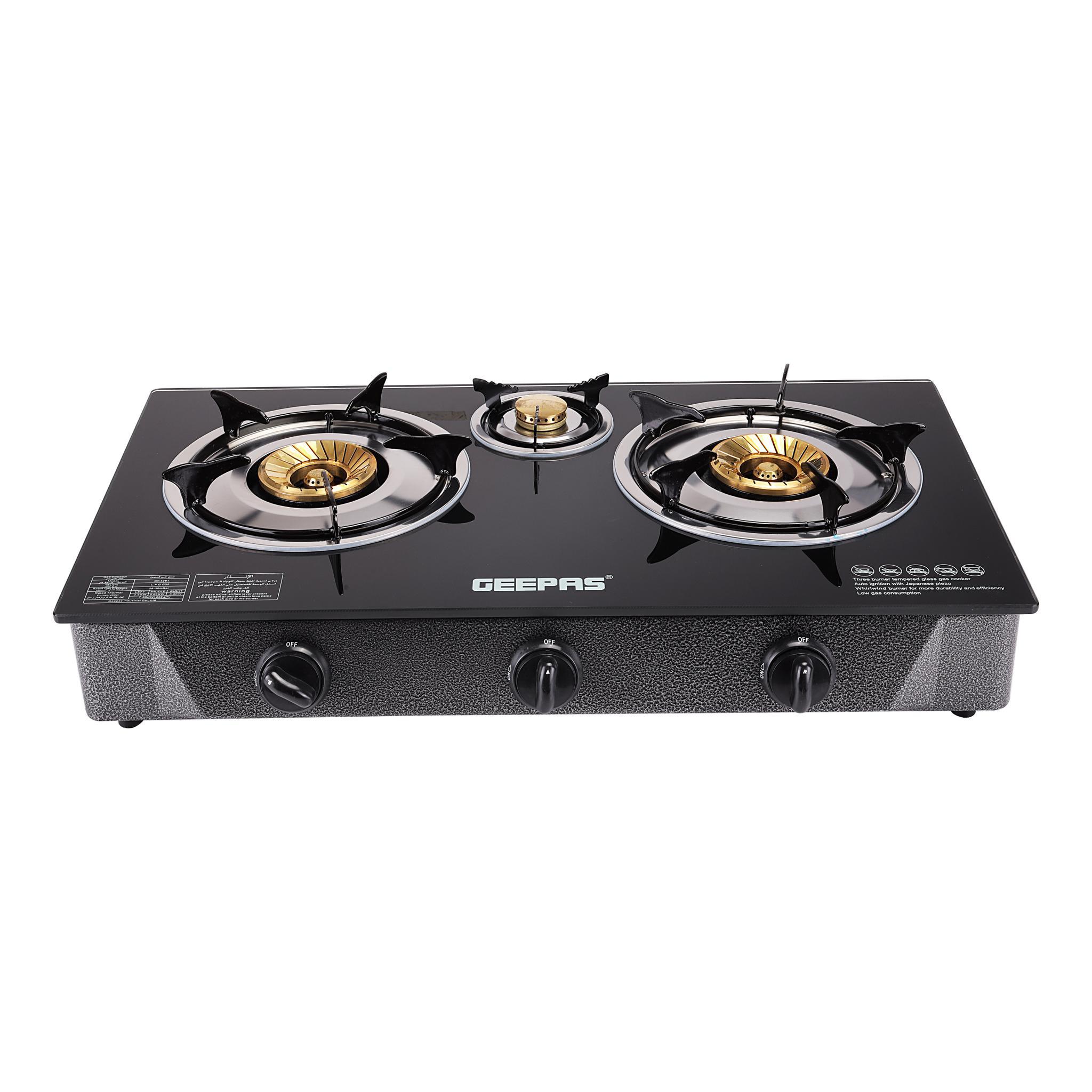 Geepas GK4281 3-Burner Gas Hob Attractive Design - Tempered Glass ...