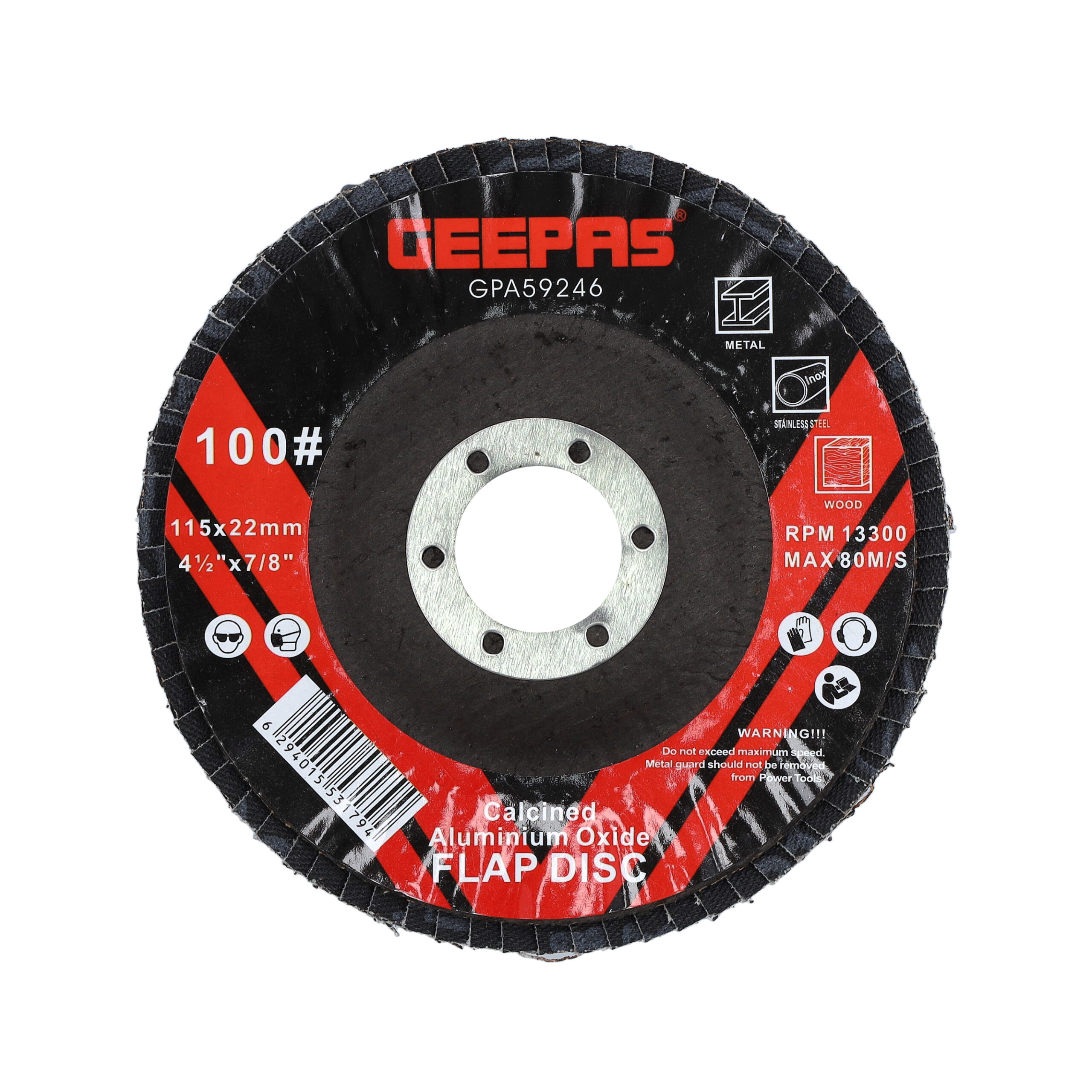 Geepas Flap Disc 115mm X 22.2 - Perfect for All 4.5" Angle Grinders ...