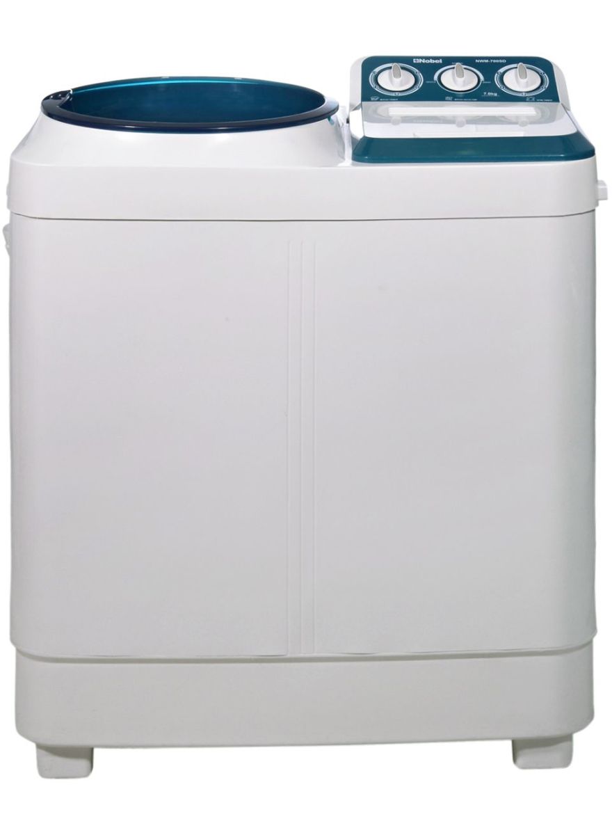 NOBEL Semi Automatic Twin Tub Washing Machine 7 kg NWM 700SD White | Jomla.ae