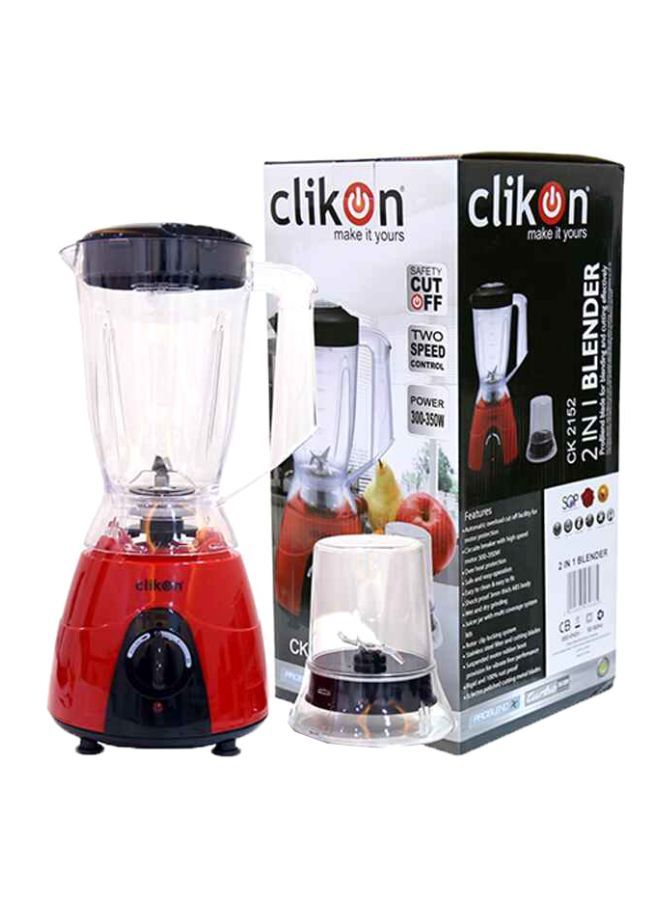 ClikOn 2 In 1 Electric Blender 1.5L 350W 1.5 l 350 W CK2152 Red | Jomla.ae