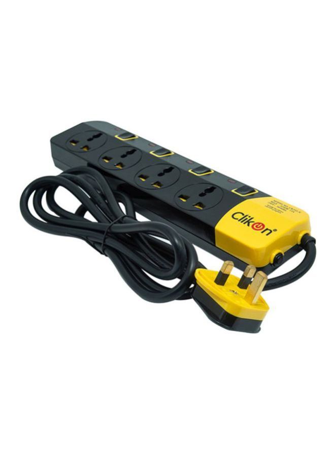 ClikOn 4 Way Socket Extension Adapter CK552 N Black/Yellow | Jomla.ae