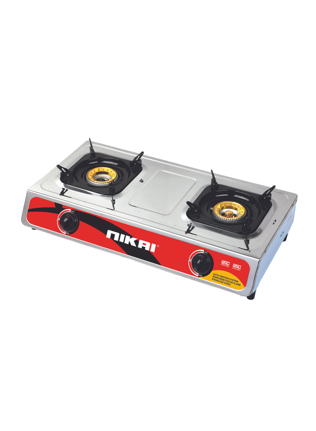 Order NIKAI 2 Burner Stainless Steel Gas Cooker NG842K1 Silver/Black ...