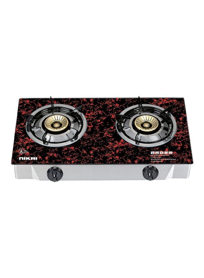 NIKAI 2 burner glass finish gas stove NG9092GSF Black/red/silver | Jomla.ae