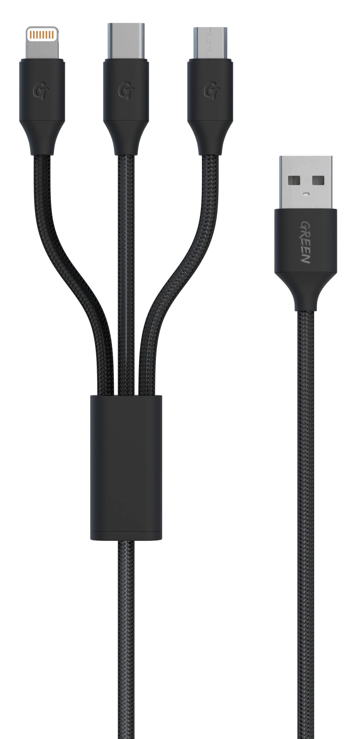 Green Lion Green Braided 3 in 1 Fast Charging Cable 1.2M 2A - Black ...