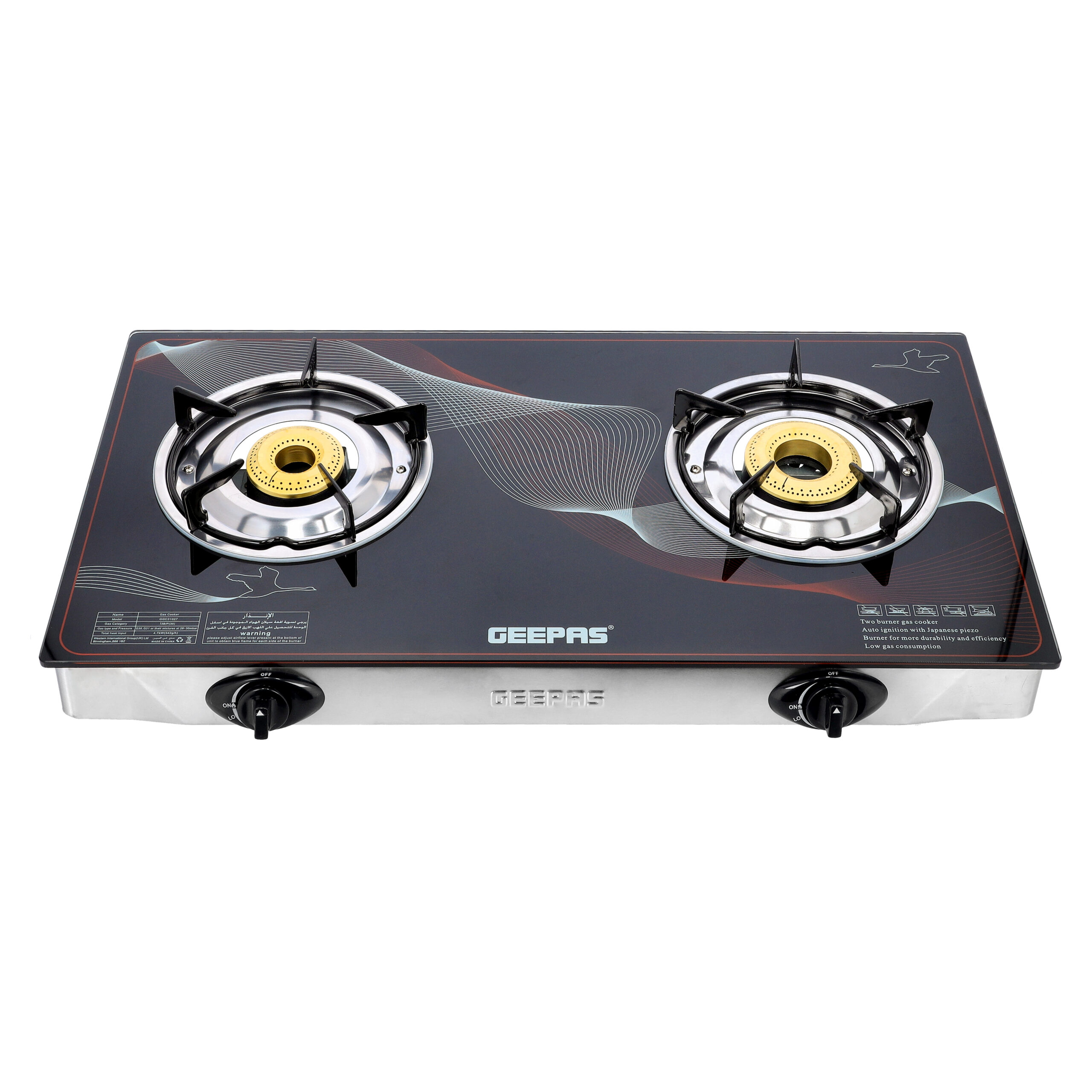 Geepas Gas Cooker, Stainless Steel Front Panel, GGC31027 - Indian ...