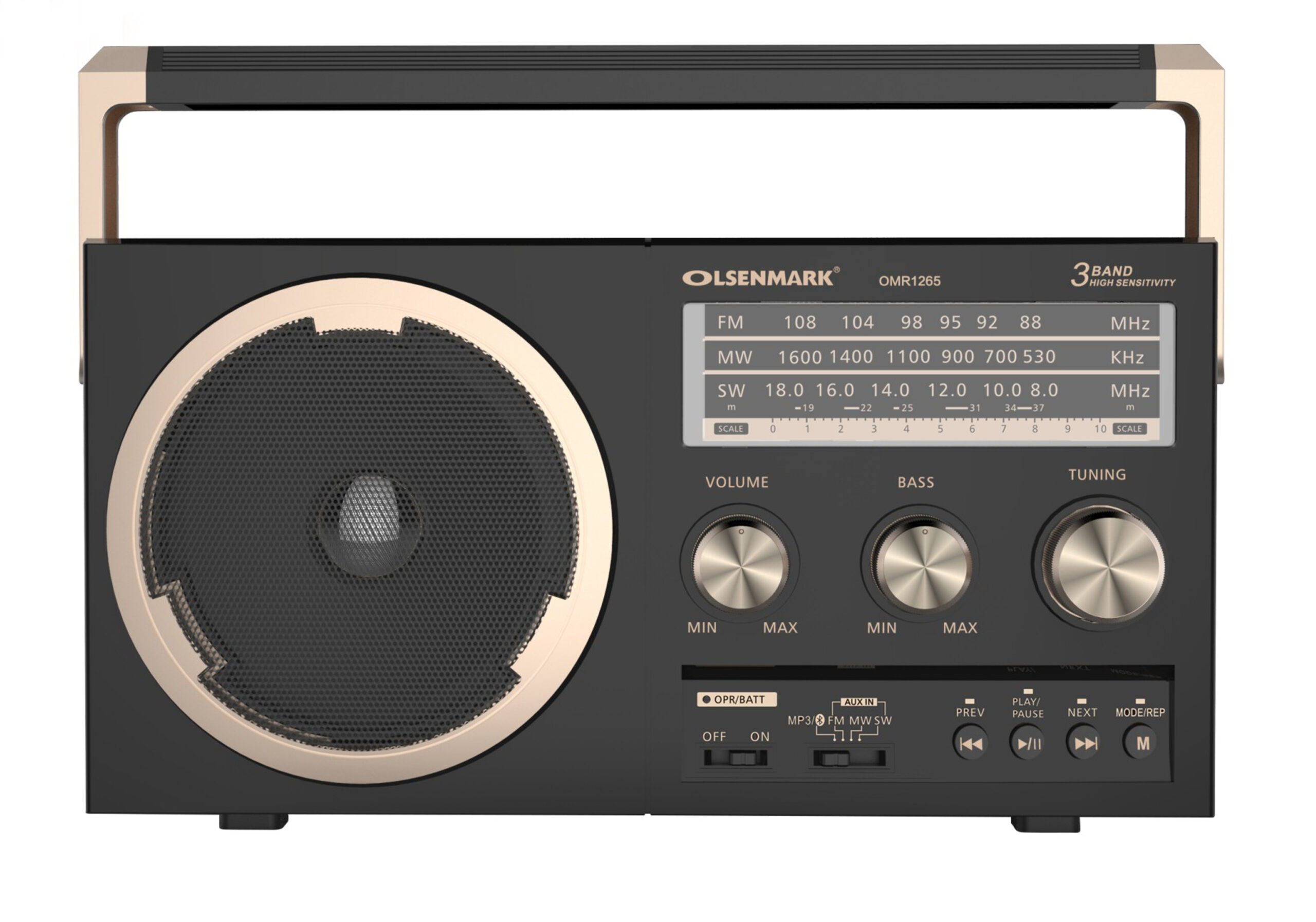 Olsenmark Radio With 3 Band, Bluetooth & Sd Card - 10Cm Speaker - Long ...
