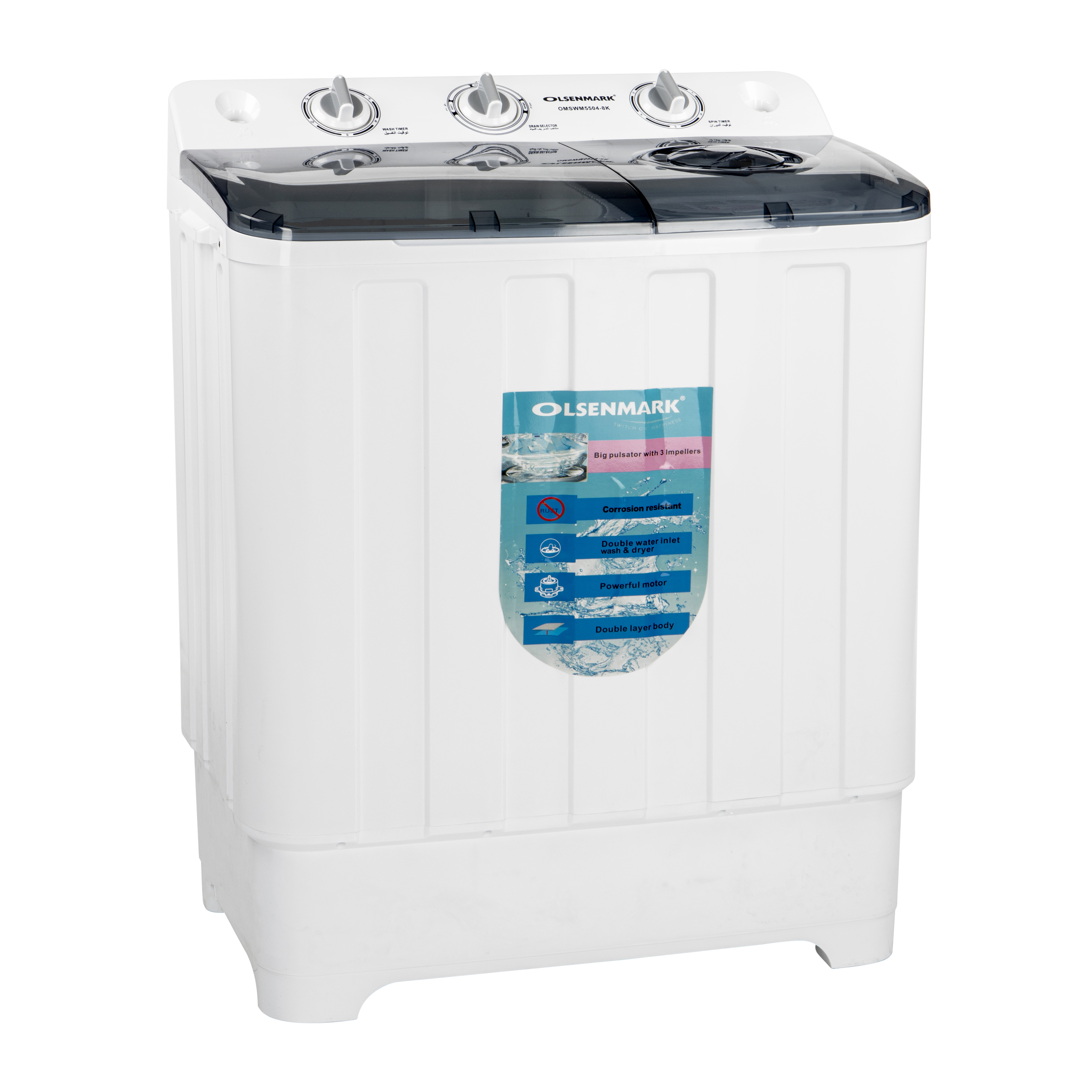 Order Olsenmark Twin Tub Semi Automatic Washing Machine, 8Kg - Double ...