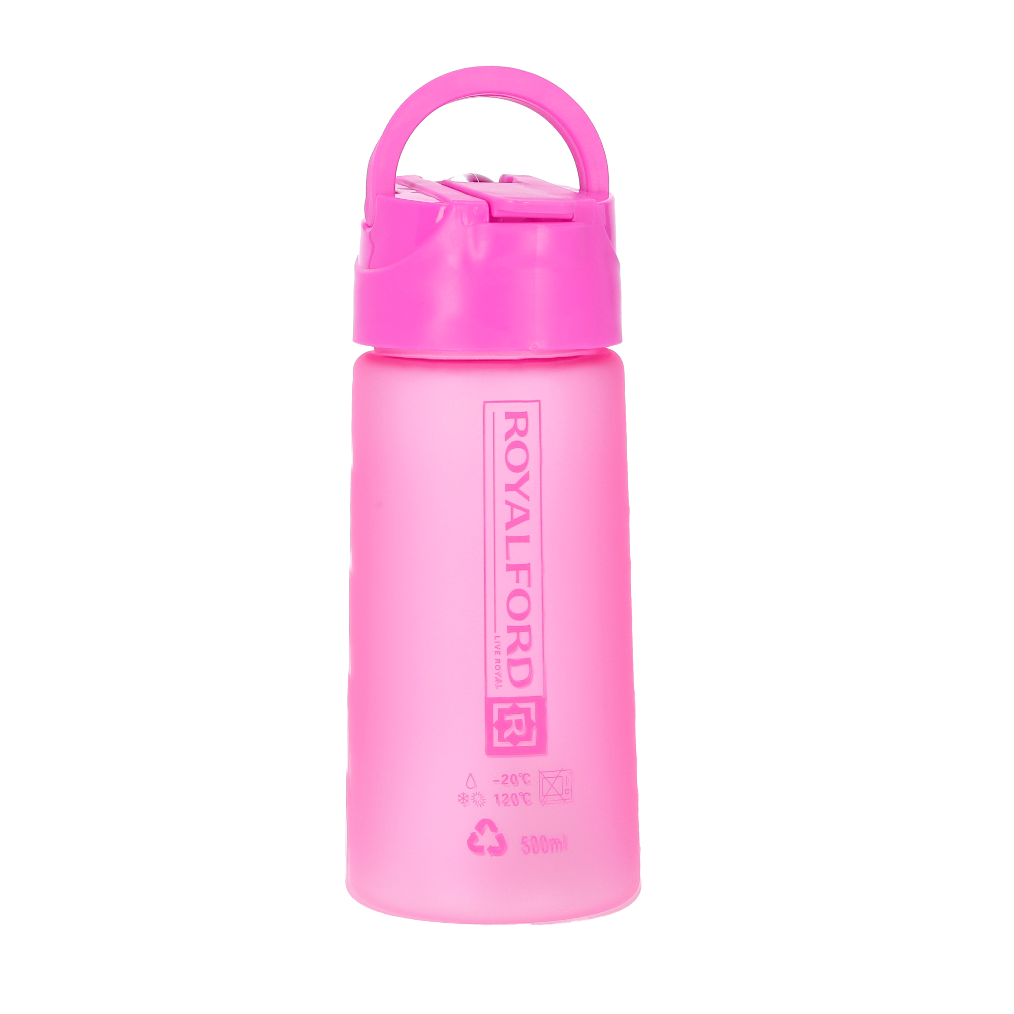 Royalford RF7579PN 500ml Water Bottle - Reusable Water Bottle Wide Mouth with Hanging Clip ...