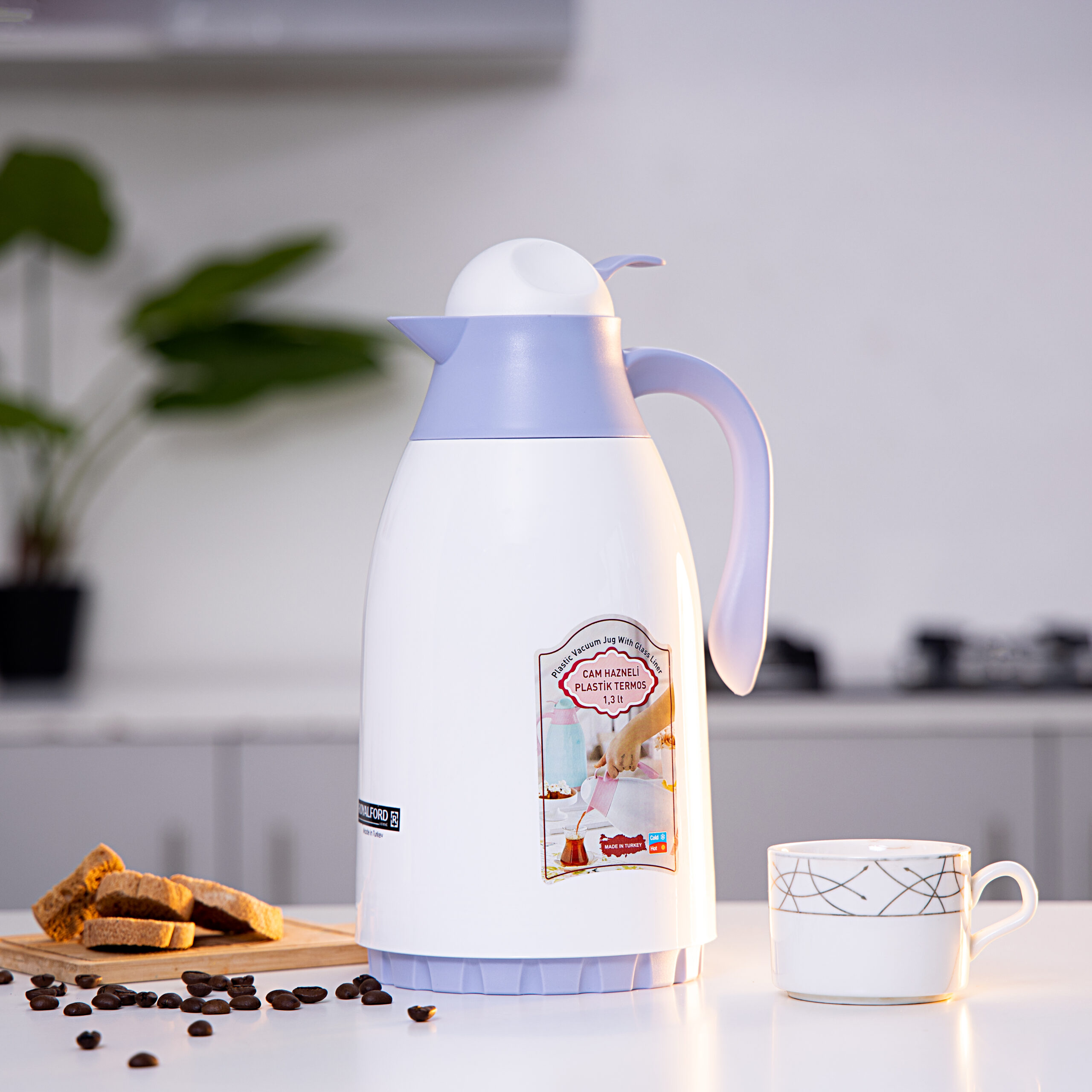 Royalford RF8556BL 1.3L Glass Vacuum Flask-Turkey/Blue – Durable ...