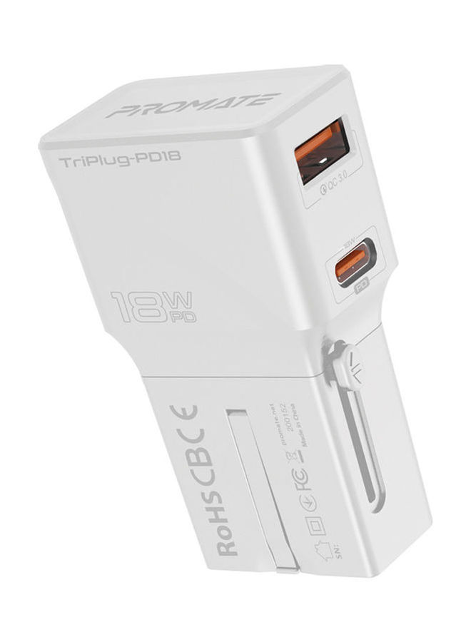 Order promate Universal International AC Wall Charger With 18W Type-C ...