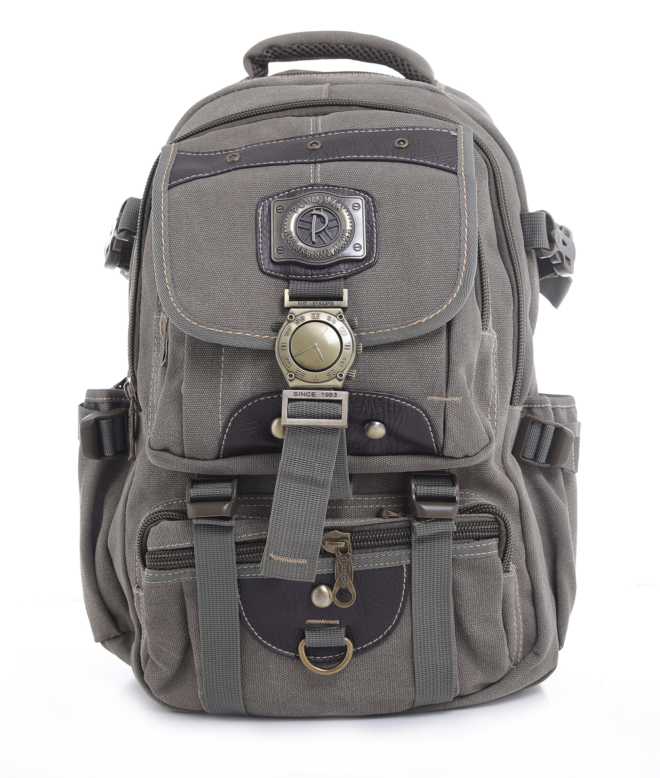 PARA JOHN 18'' Canvas Leather Backpack - Travel Backpack/Rucksack ...