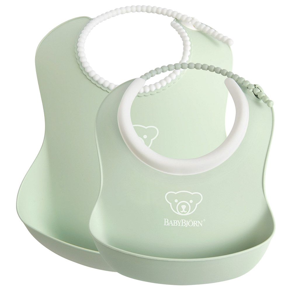 BABYBJORN - 2pcs Set Feeding Bib Set - Powder Green | Jomla.ae