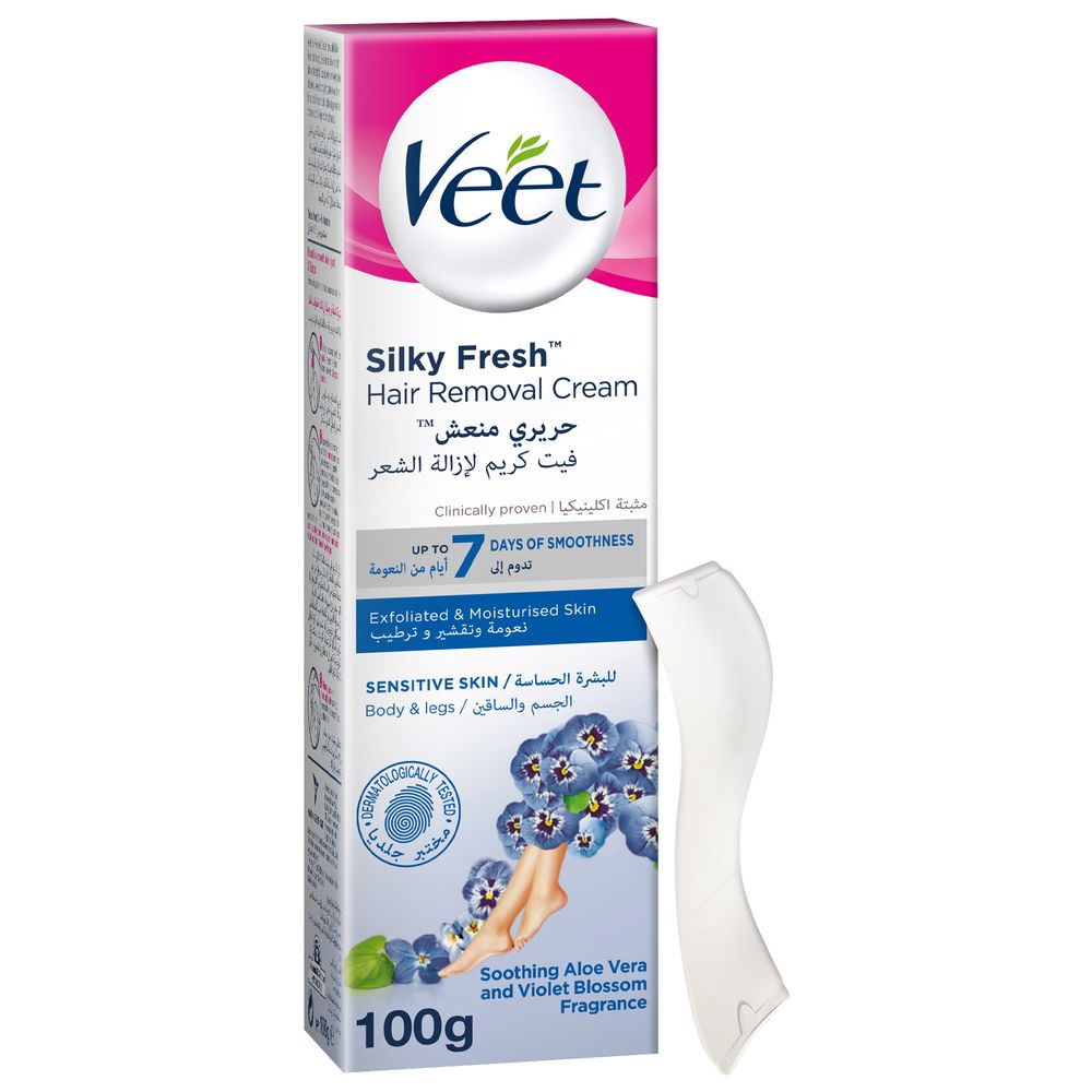 Veet Hair Removal Cream For Sensitive Skin 100g Jomla ae Veet Hair Removal Cream For Sensitive Skin 100g Jomla ae