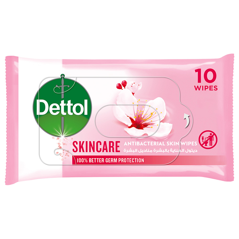 Dettol - Skincare Antibacterial Skin Wipes Pack Of 10 Wipes | Jomla.ae