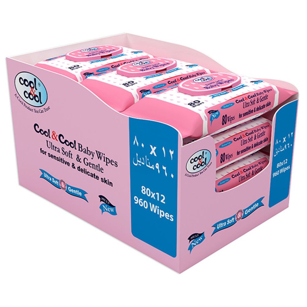 Cool & Cool Cool & Cool - Premium Baby Wipes 80'sx12 - 960 Wipes | Jomla.ae