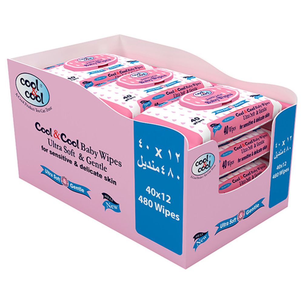 Cool & Cool Cool & Cool - Baby Wipes - 40's - 8+4 Free | Jomla.ae