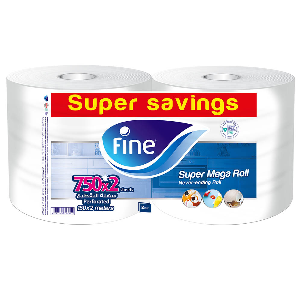 Order Fine Sterilized Kitchen Towel, Mega Roll, 750 Sheets 2 Ply - Pack ...