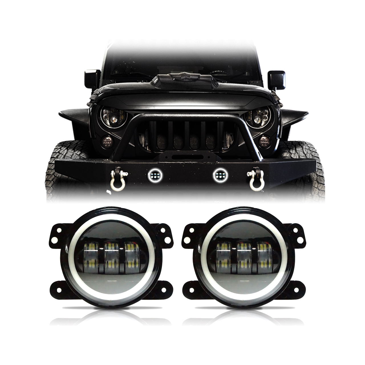 Order Toby's 30W CREE LED HALO FOG LIGHTS FOR JEEP WRANGLER Now! | Jomla.ae