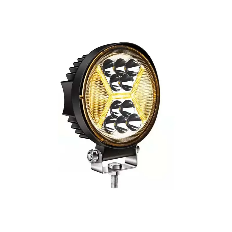 Toby's Round 54W LED Work Light With Amber DRL Light 5800Lm Flood Spot ...