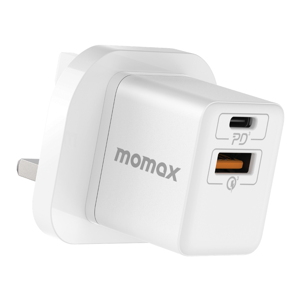 Order Momax oneplug 20w 2 port mini wall charger white Now! | Jomla.ae