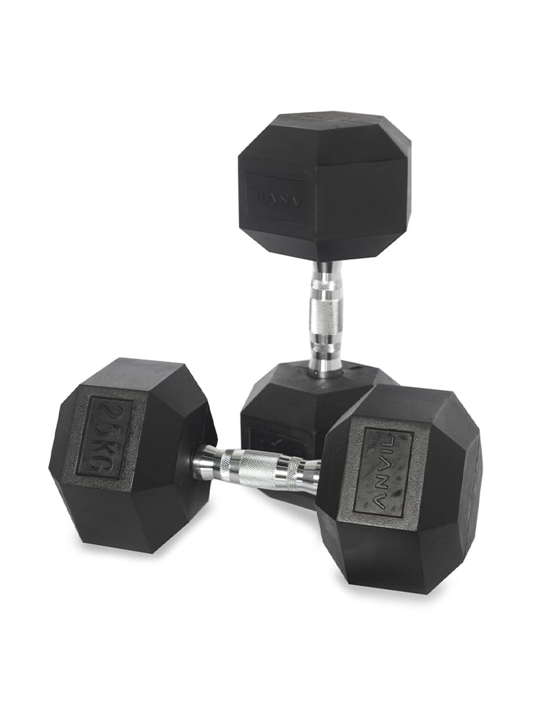 Anvil Rubber Hex Dumbbell- 27.5kg to 50kg set | Jomla.ae