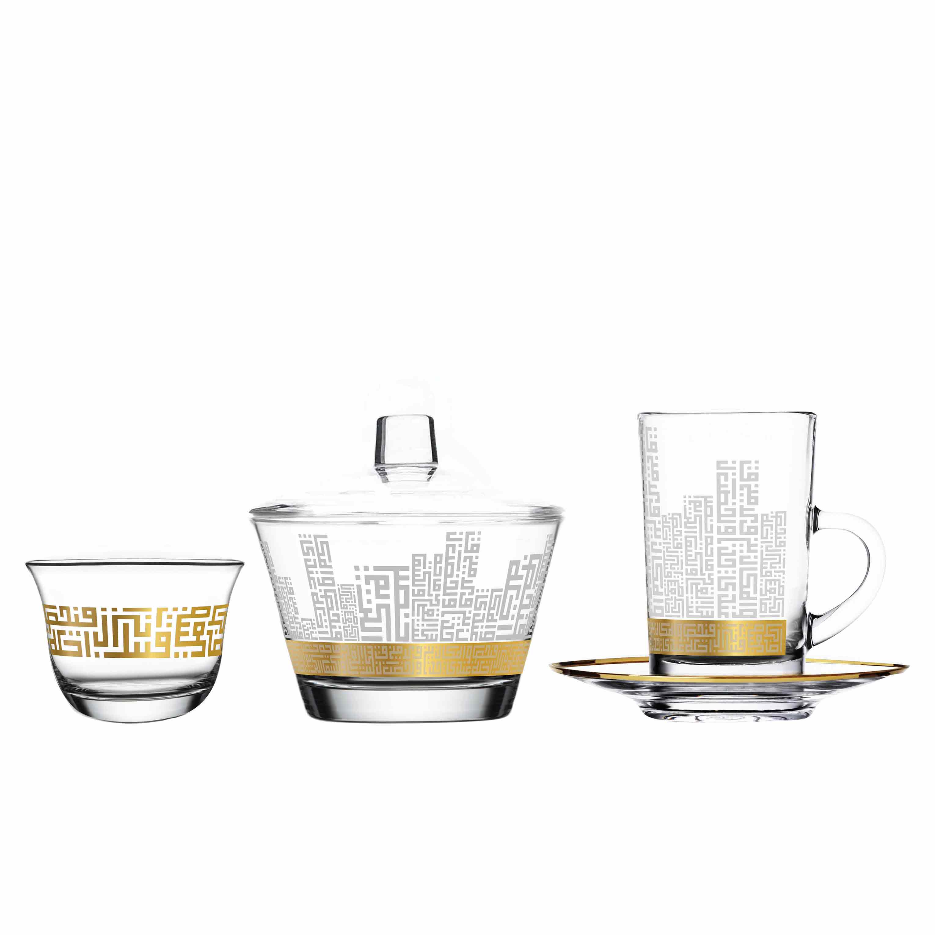 Order Dimlaj Abraj Set of 20 Pcs Assorted Drinkware (Gold) Now! | Jomla.ae