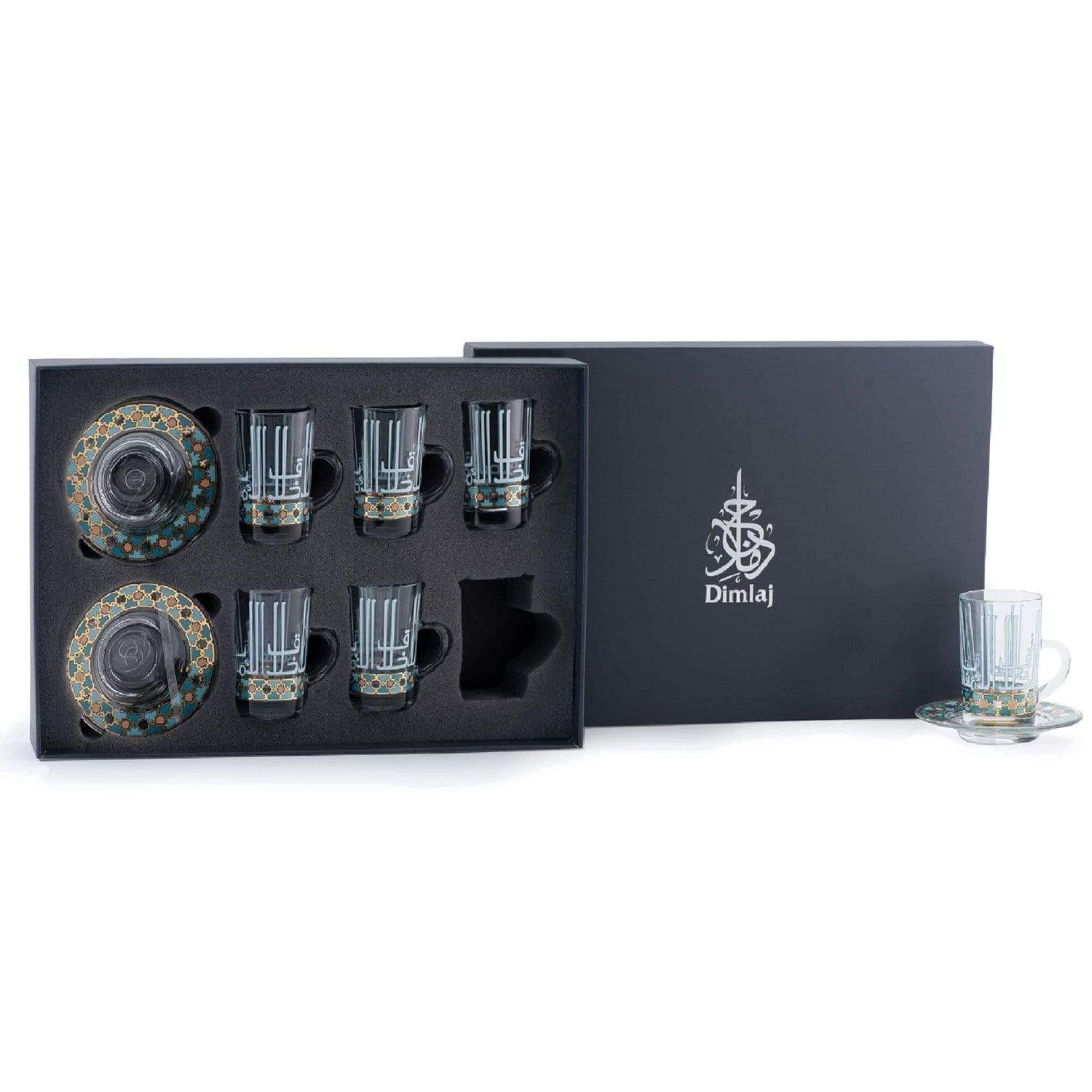 Order Dimlaj Asala Tea Cup and Saucer Set - Clear, Gold and Green, 12 ...