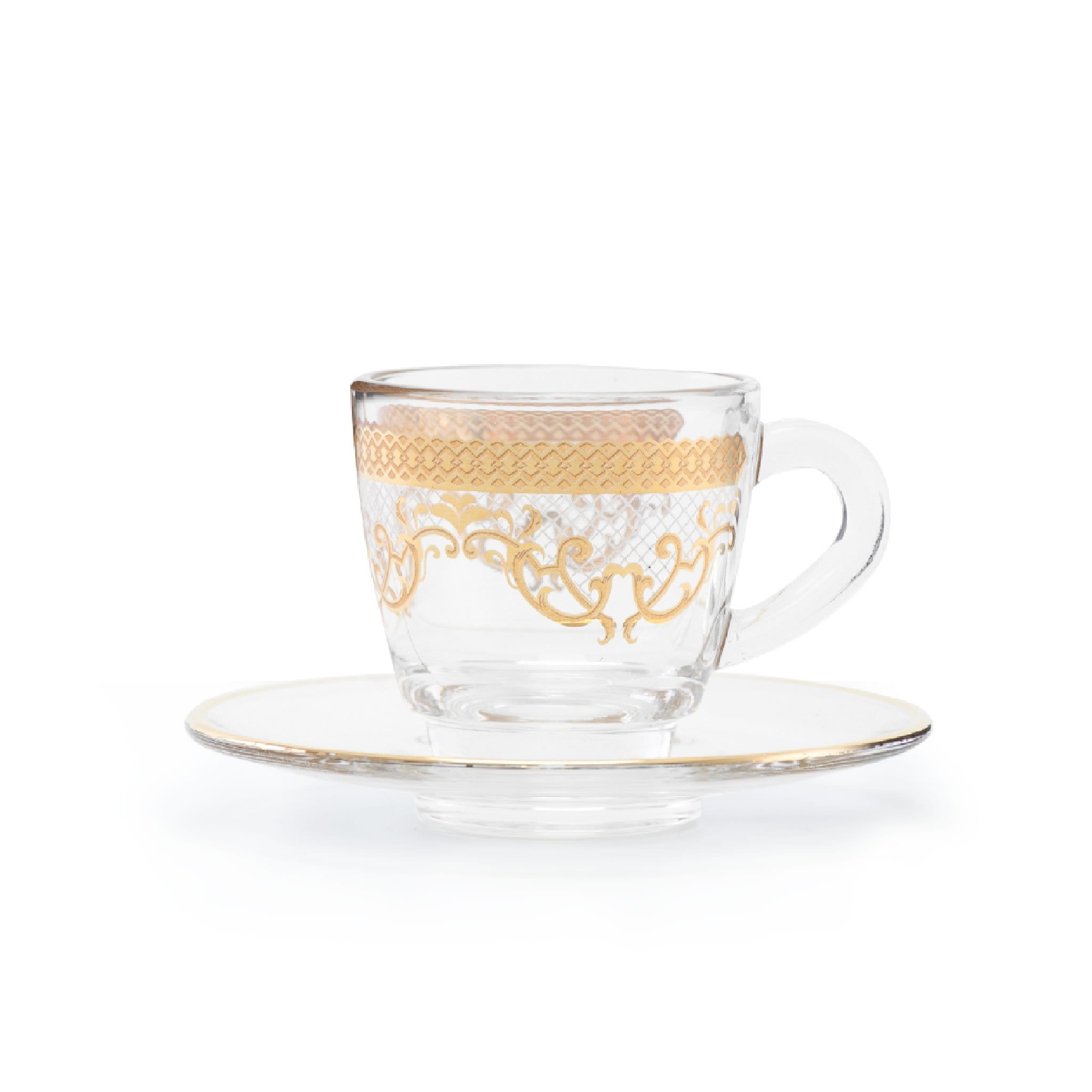 Dimlaj Trina Set of 6 Pcs Coffee Cups and Saucers (Gold) | Jomla.ae