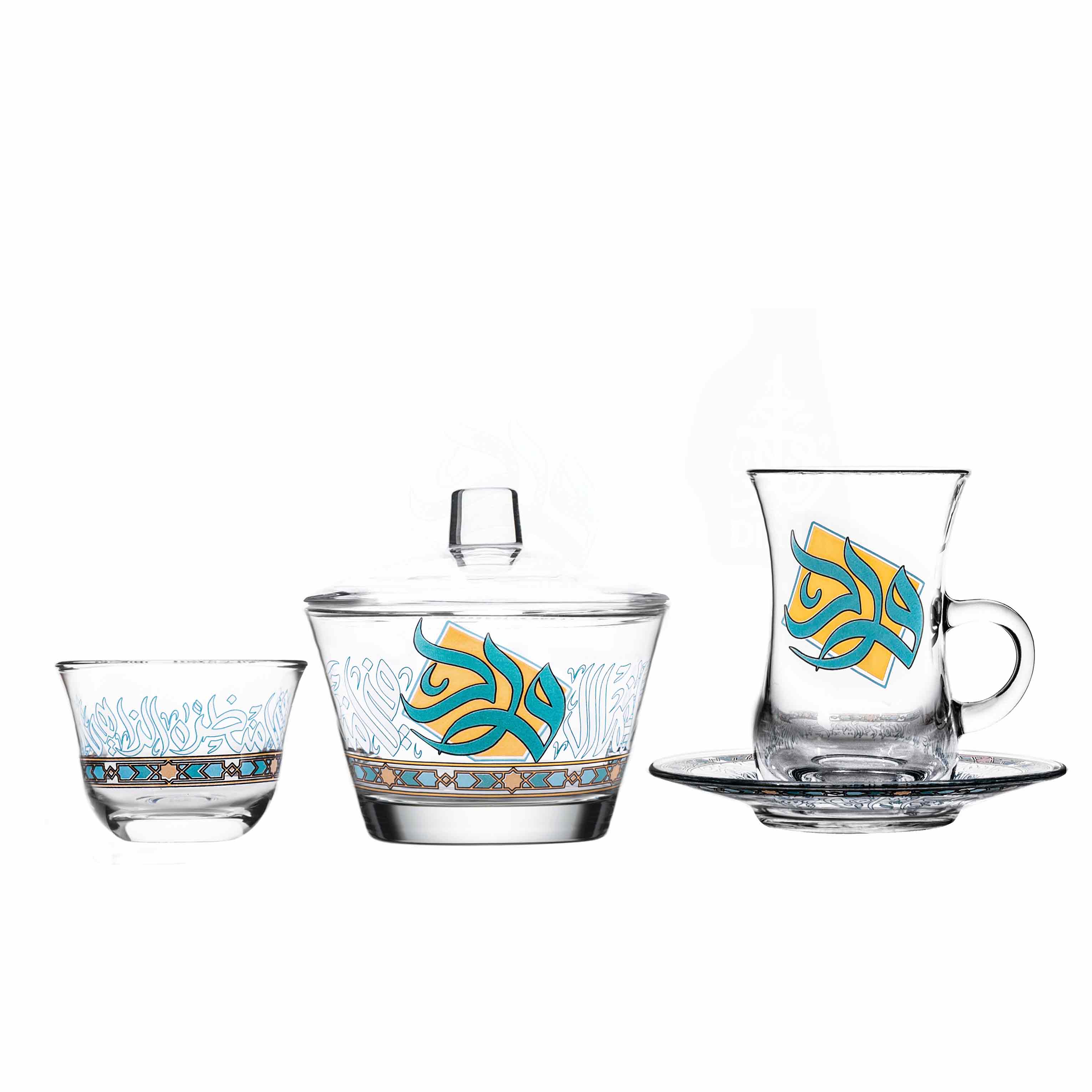 Order Dimlaj Wurood Set of 20 Pcs Assorted Drinkware (Gold & Green) Now ...