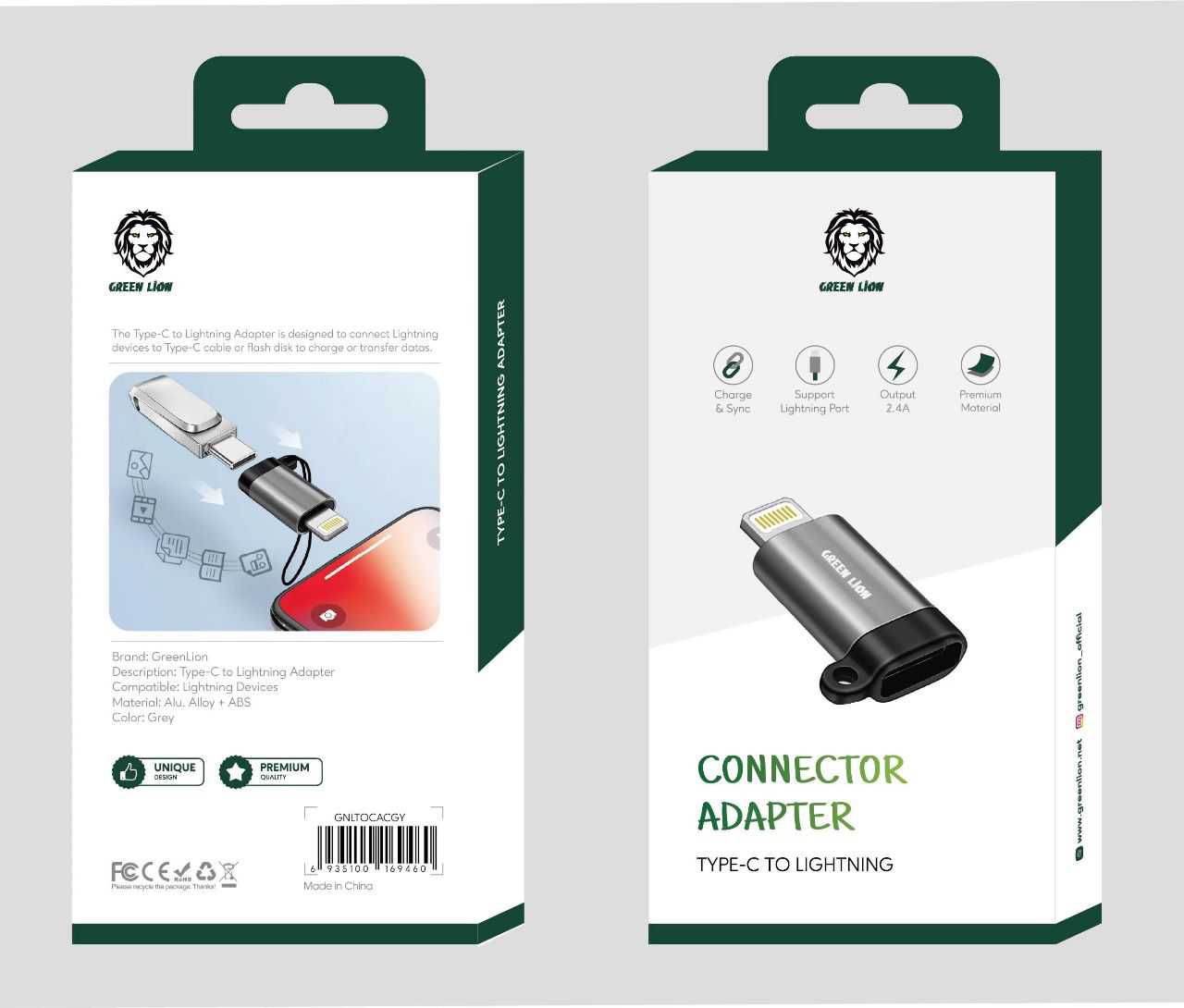 Order Green Lion Type-C to Lightning Adapter - Gray Now! | Jomla.ae