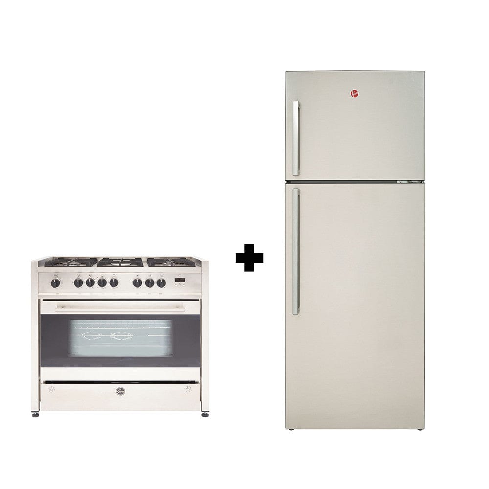 Hoover 100x60cm Full Gas Cooker HGC-M105G-01X + Hoover 600l Top Mount ...
