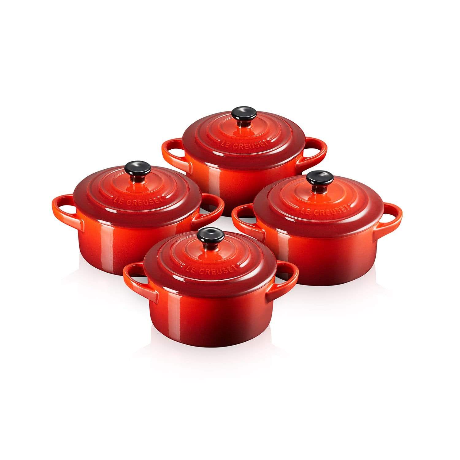 Order LE CREUSET ROUND MINI COCOTTE SET OF 4 CHERRY RED ...