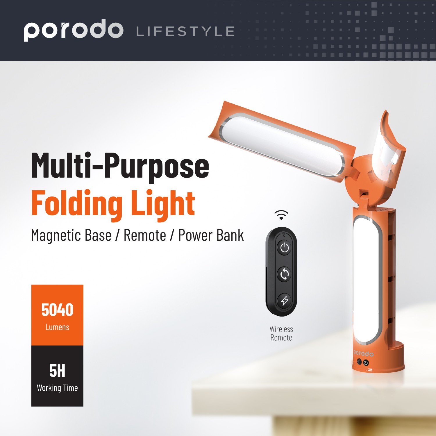 Order Porodo Camping Multi-Functional Folding LED Light 60W with Remote ...