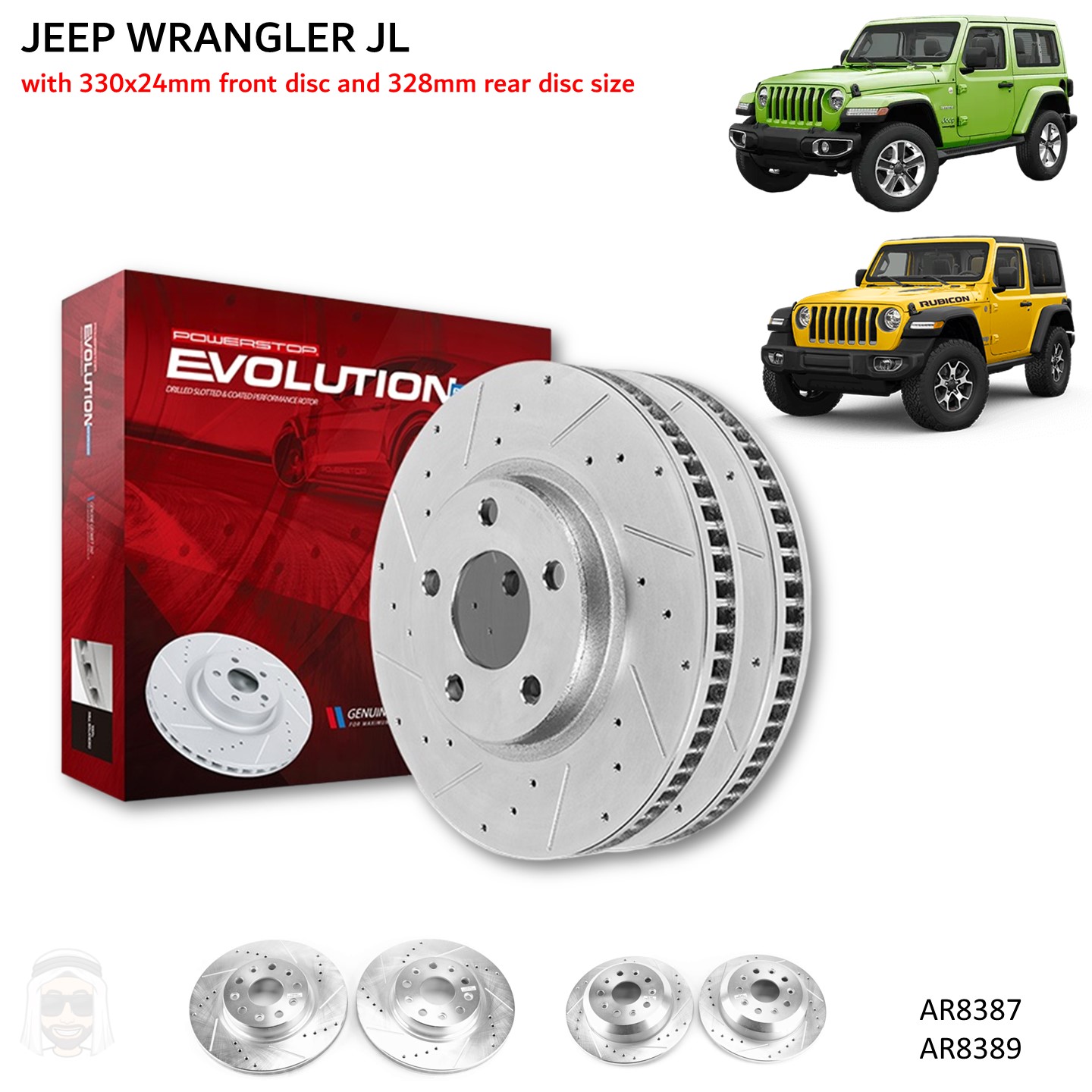 Jeep Wrangler JL (Brake Code BRY) - 4 Drilled and Slotted Brake Disc ...