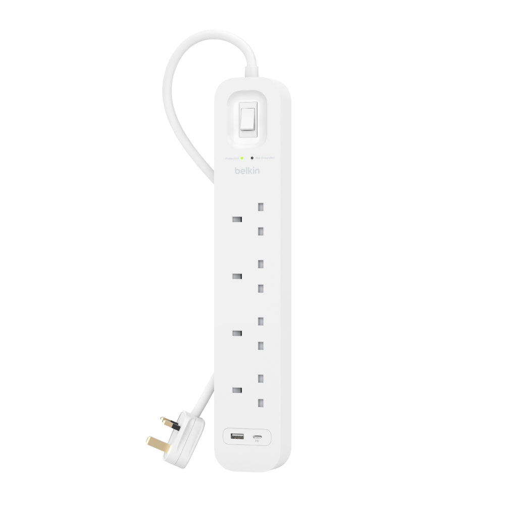 Order Belkin - 4-outlet Surge Protector 18w USB A & C - 2M Now! | Jomla.ae