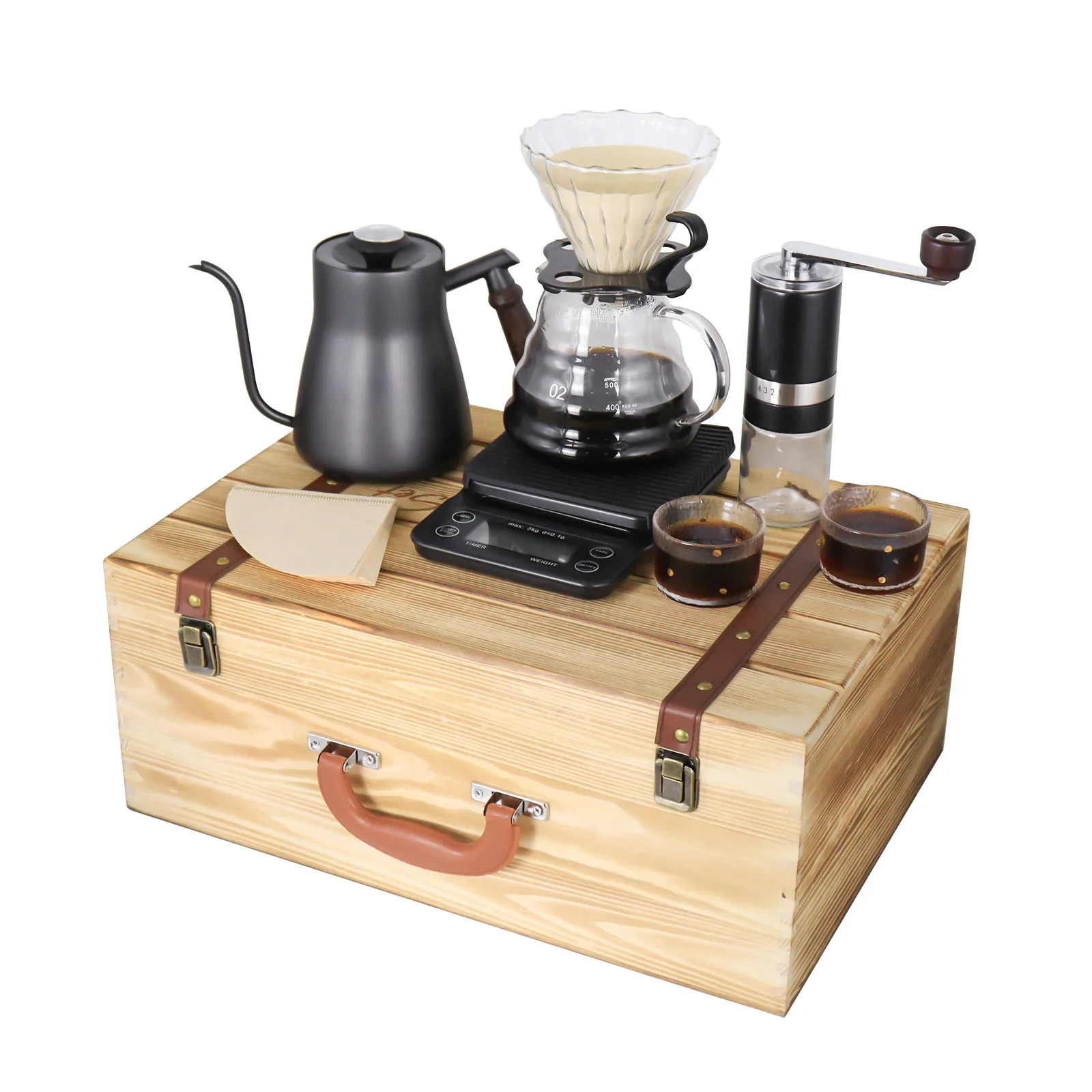 Order Coffee Maker Set V60 Pour Over with Glass Dripper Server kettle ...