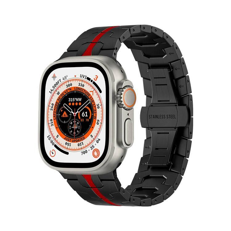 Order Levelo Eclipse Metal Watch Strap For Apple Watch Strap 49MM- Black/Red Now! | Jomla.ae