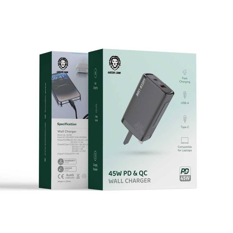 Order Green Lion PD+QC3.0(One-way solution) 45W Black/Orange" Now! | Jomla.ae