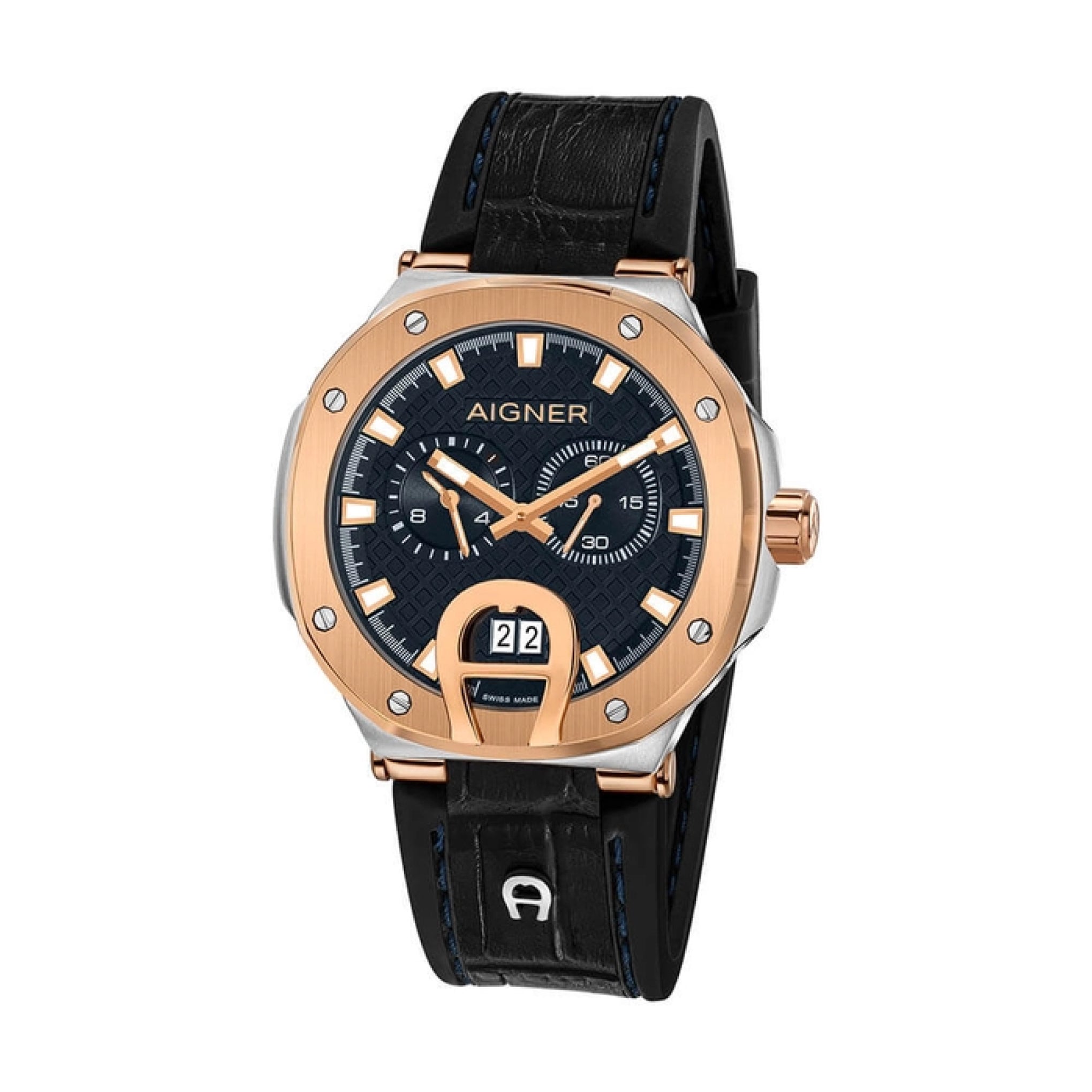 Order Aigner Men's Taviano Swiss Made Black Leather Strap Watch ...