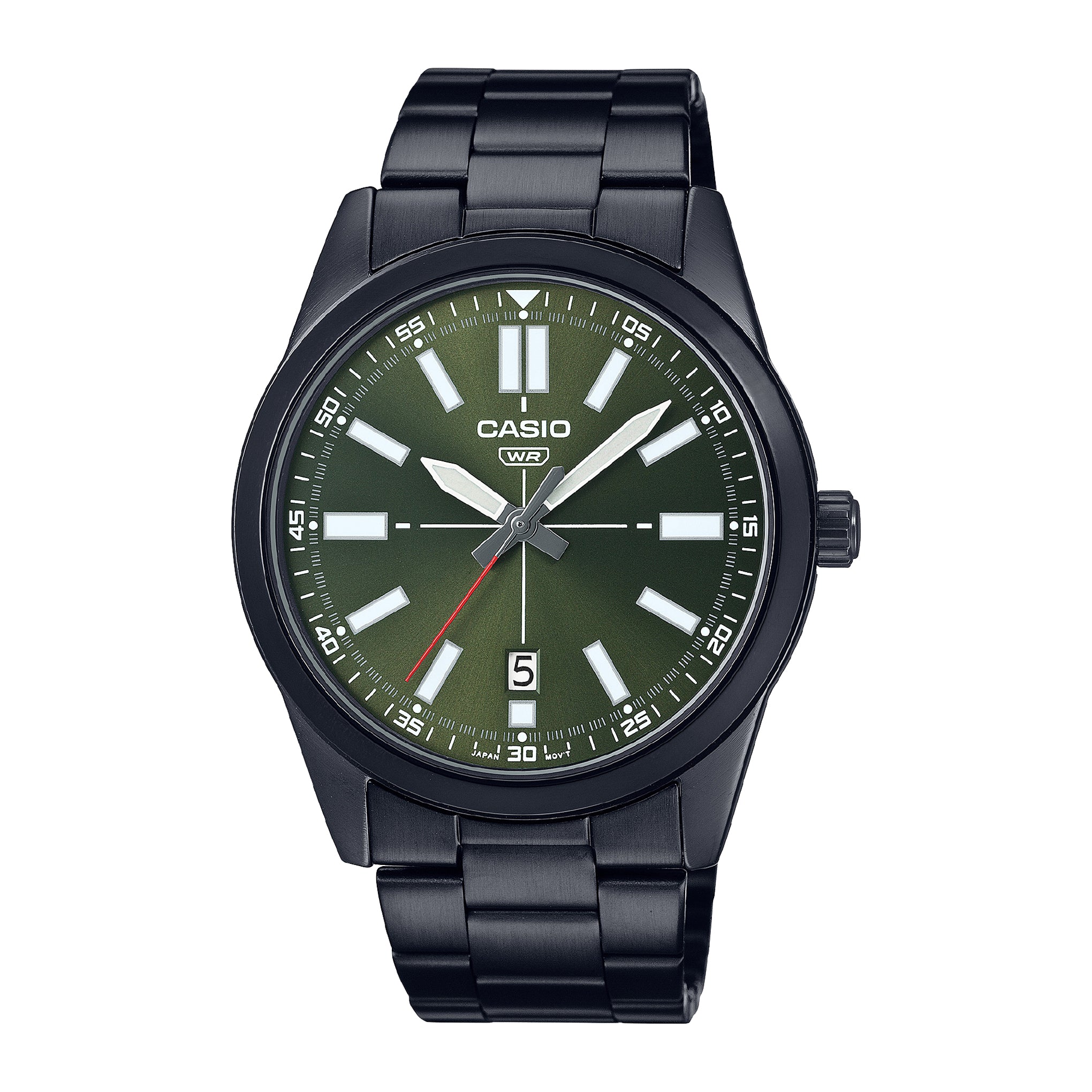 Order Casio Men's Analog Green Dial Black Stainless Steel Watch-Mtp ...
