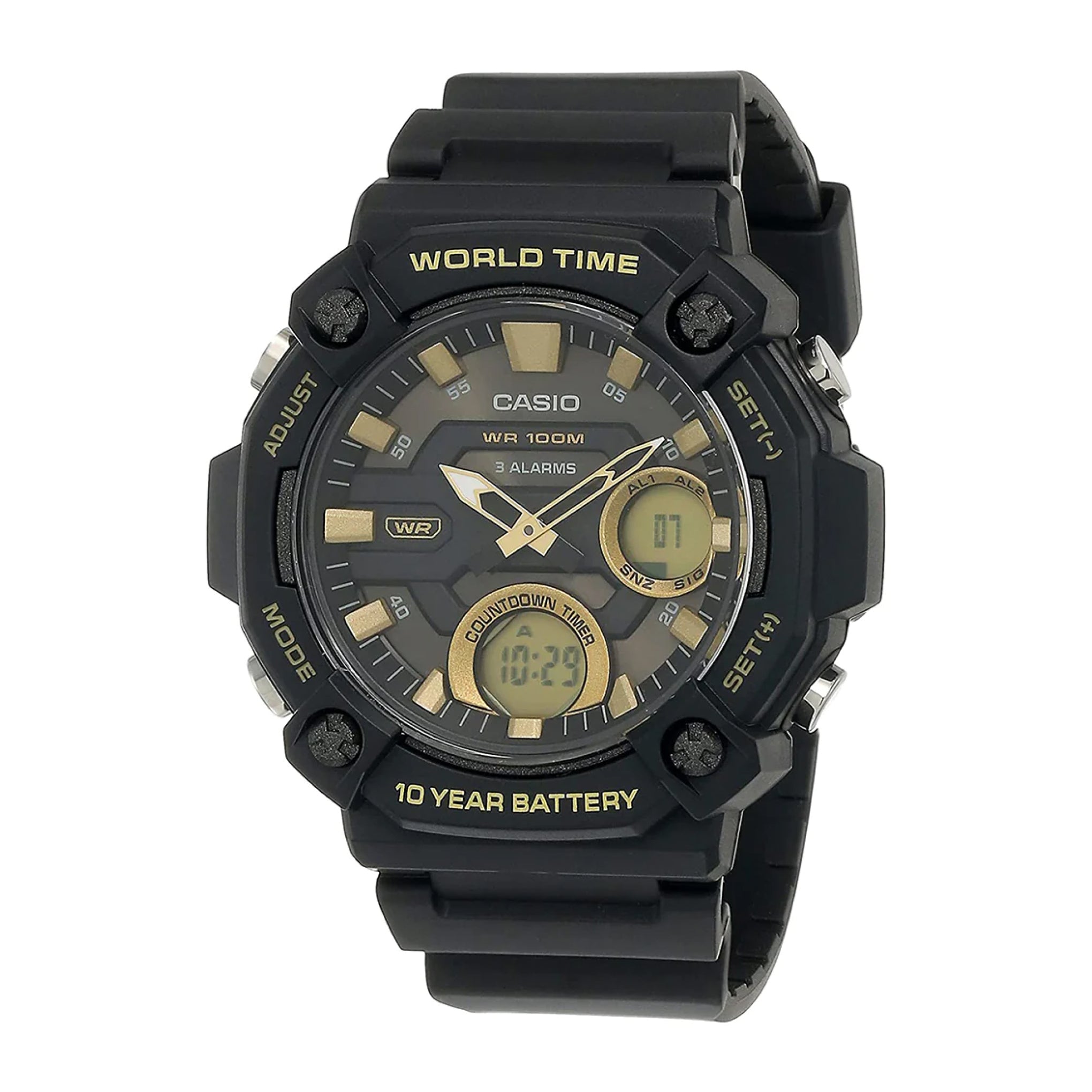 Casio Men's Digital Analog Black Dial Resin Band Watch Aeq-120w-9avdf | Jomla.ae